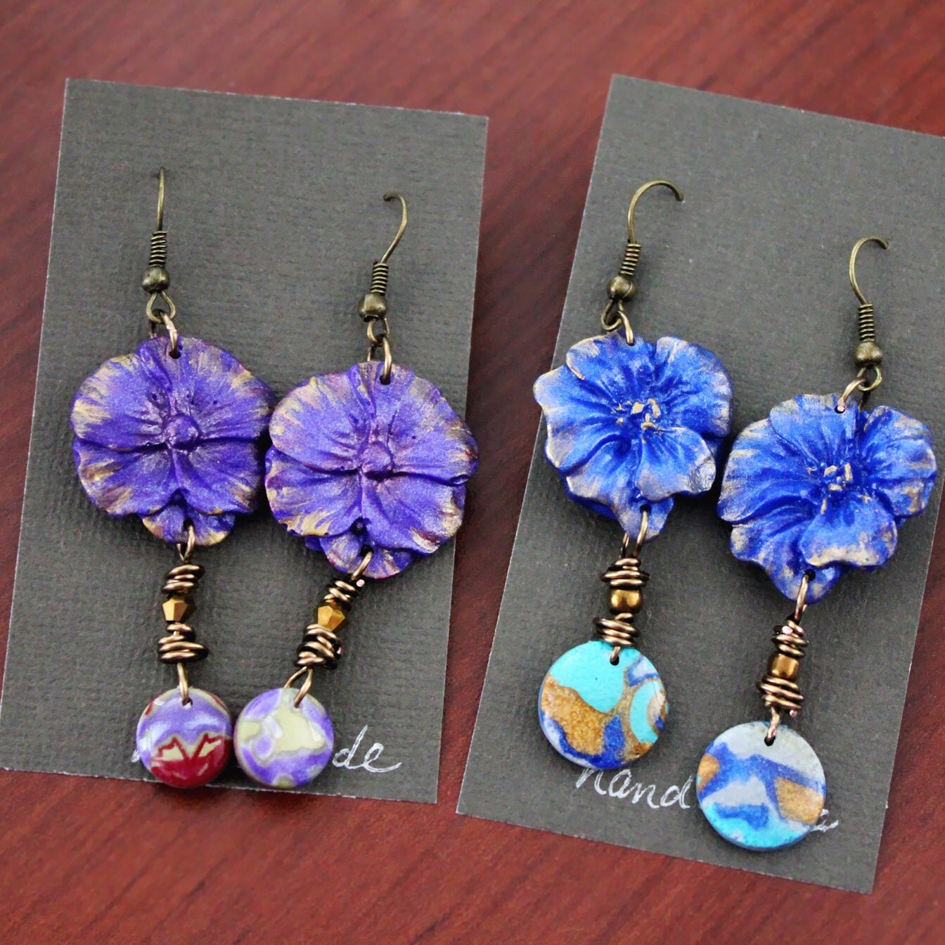 Polymer clay and gemstones handmade jewelry by EarthExpressions