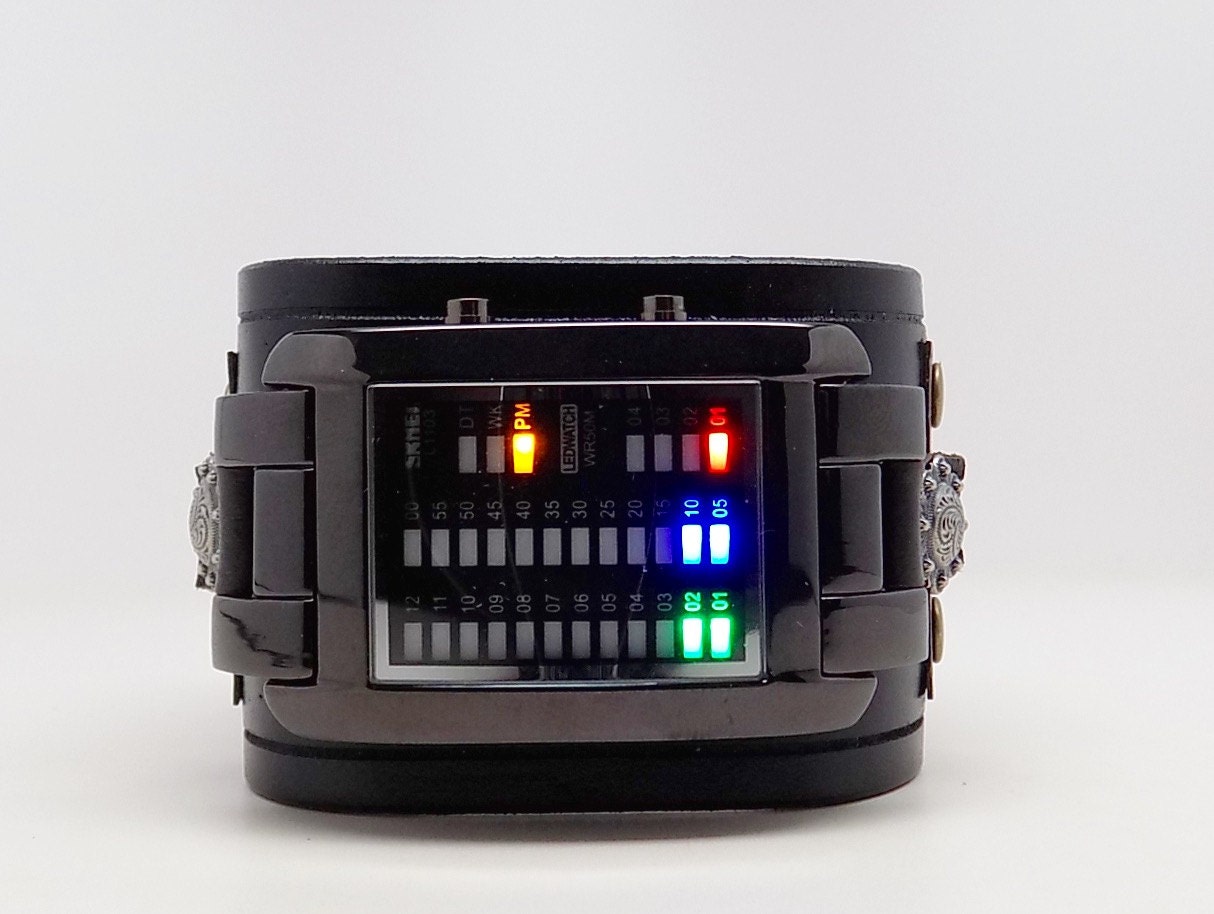 Steampunk watch. LED watch.