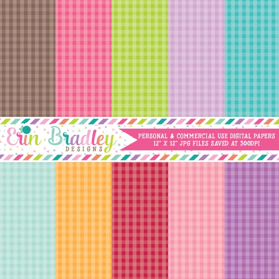 Gingham Digital Scrapbook Papers Personal and Commercial Use