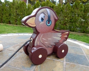 Personalized Wooden Toy Red Dog eco-friendly pull along kids