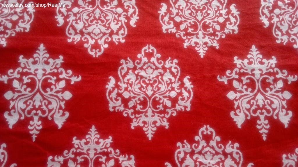 Damask Block Print Fabric By The Yard Indian Cotton Fabrics