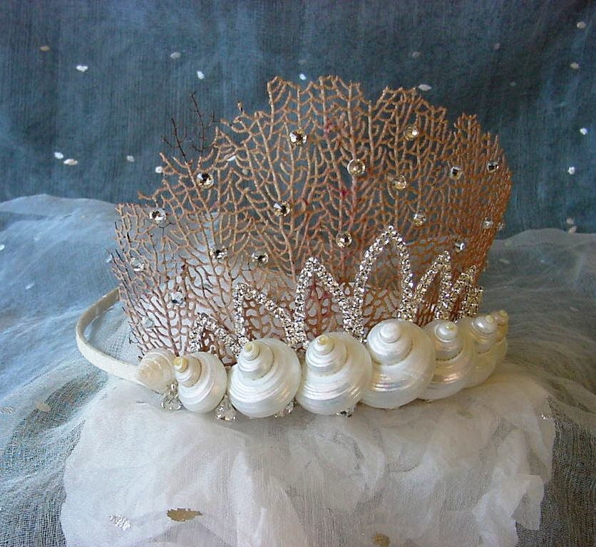 Sea Fan Shell Rhinestone Mermaid Tiara Beach Wedding Crown