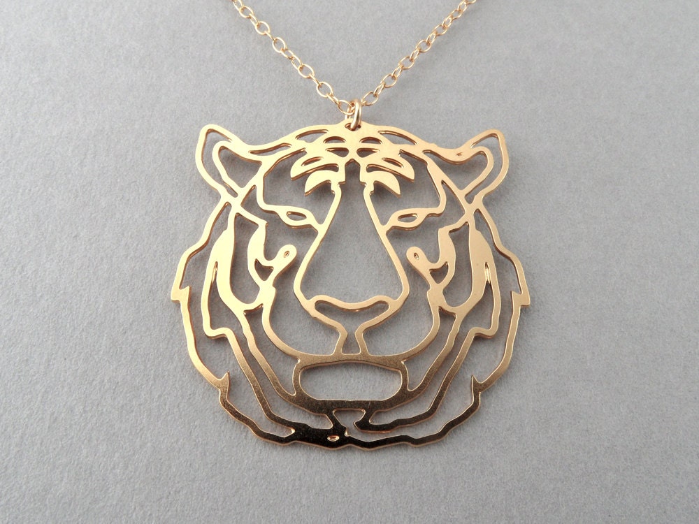 tiger necklace tiger head animal jewelry tiger jewelry
