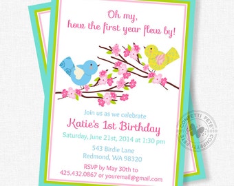 Birds Invitation Birds Birthday Invitation Birds First Year