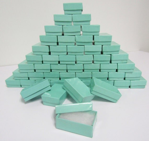 100 Pack Teal Blue 2.5 x 1.5 x 1 in. Cotton Filled Boxes