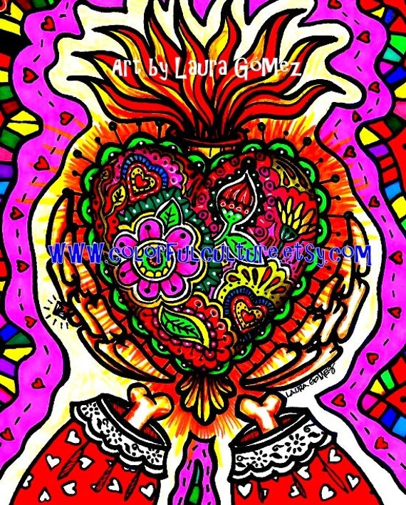 Corazon Sagrado/ Sacred HeartArt Print by LAURA GOMEZ