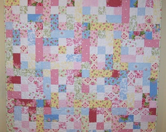 Items similar to Modern Patchwork Lap Quilt Spring Colors Chic Bright ...