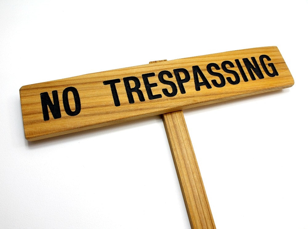 NO TRESPASSING Sign Cedar Wood Stake Sign Routed Black