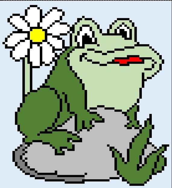 FROG C2C crochet graph pattern with row by row by angelamosley