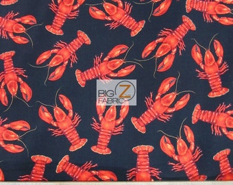 Lobster print fabric | Etsy