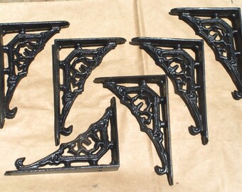 SIX Small Cast Iron Wall Shelf Brackets Corbel VICTORIAN