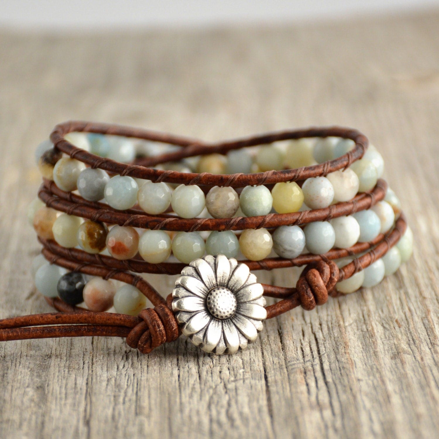 Beaded Hippie Bracelet Multicolor Boho Chic Triple Wrap