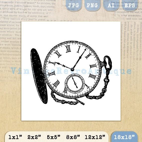Printable Digital Antique Pocket Watch by VintageRetroAntique