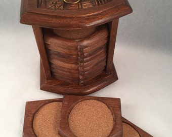 Wood coaster holder | Etsy