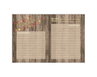 Unique fall recipe cards related items | Etsy