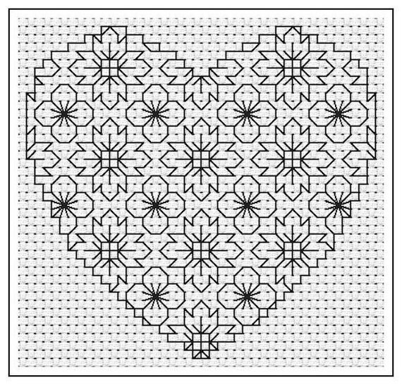 Blackwork Hearts & Flowers PDF by stitchblackwork on Etsy