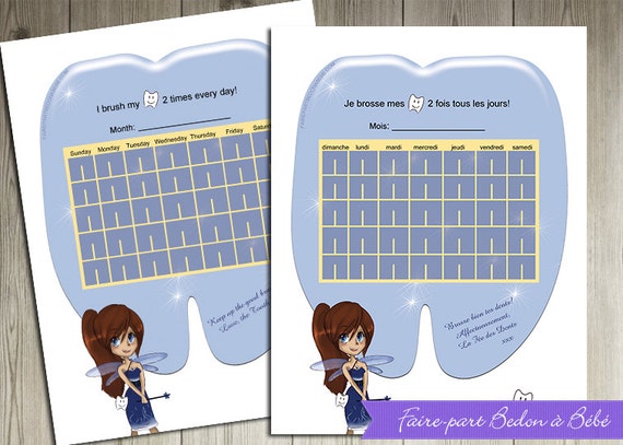 Tableau de brossage des dents Imprimable par FairePartBedonaBebe