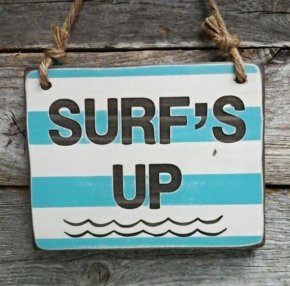Surf's Up Surfing Sign Surfing Decor Kids Room Decor by edisonwood