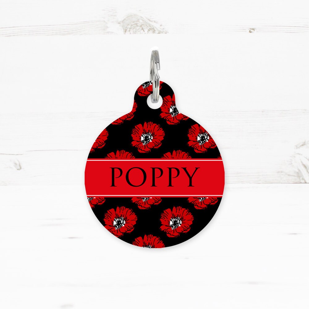 Custom Poppy Pet ID Tag Circle Dog Name Identification