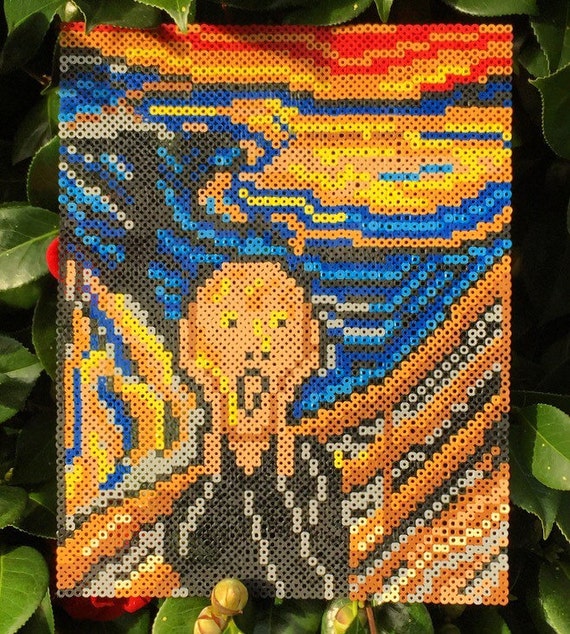 The Scream art made of perler beads