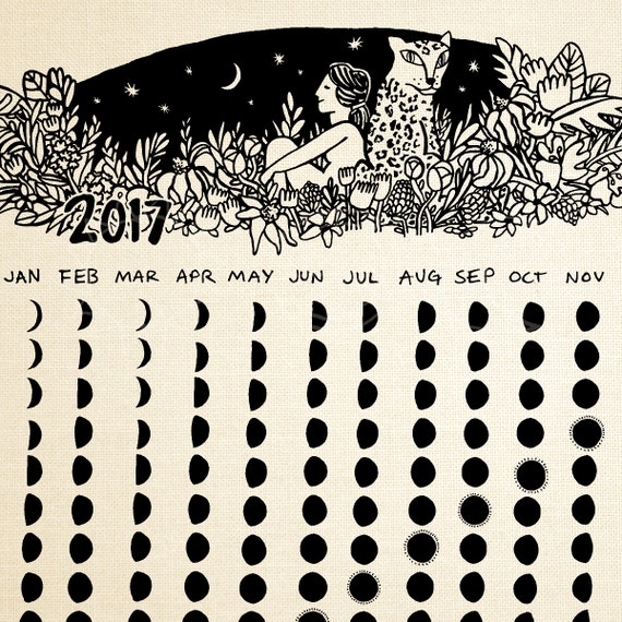 Printable 2017 Calendar With Moon Phases Named