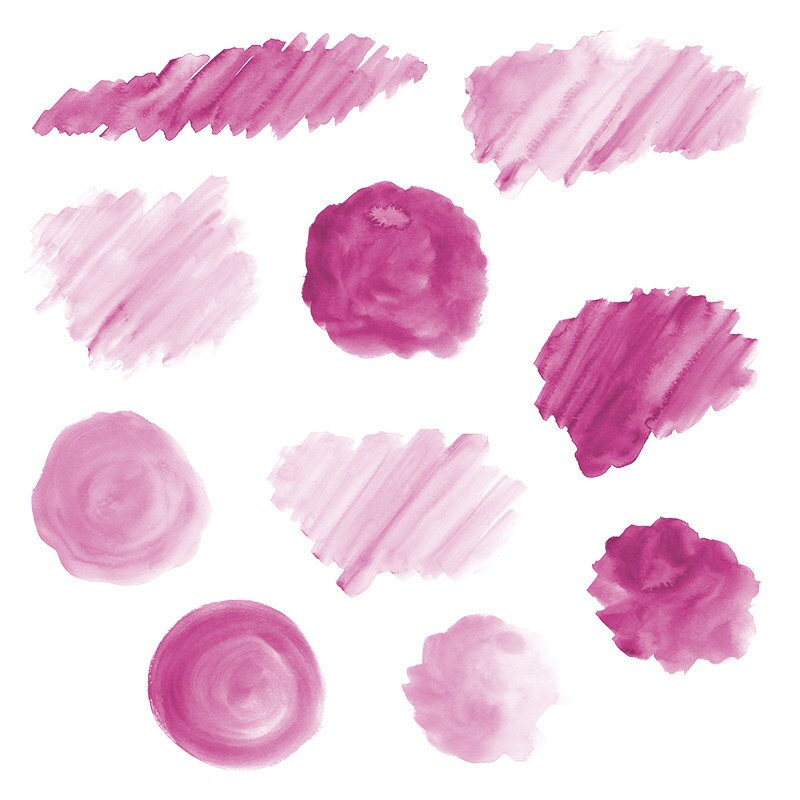 20 Pink Watercolor Splotches Splatters and Brush Strokes