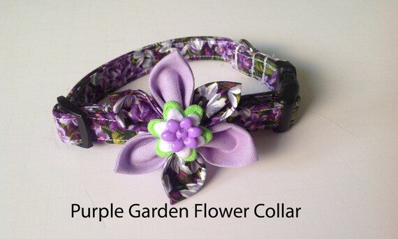Purple Floral Collar with Flower for Girl Dog by KVSPetAccessories