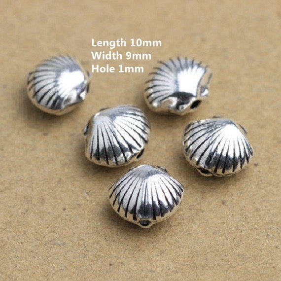 5 Sterling Silver Shell Beads Sterling Shell Beads 925