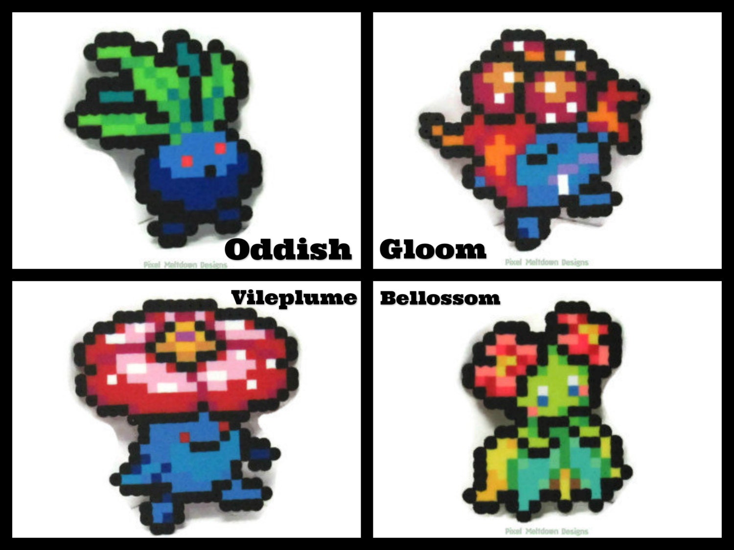 Oddish Gloom Vileplume Bellossom Pokemon Pixel Art
