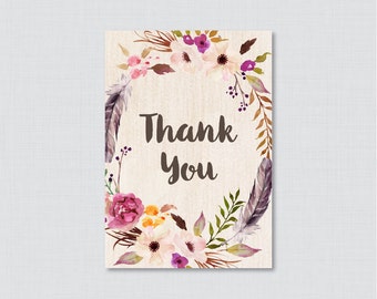 Boho thank you cards | Etsy