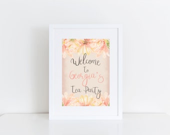 Tea Party Welcome Sign Printable: Party Decoration Sign