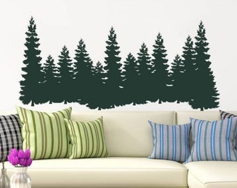 Pine tree wall decal | Etsy