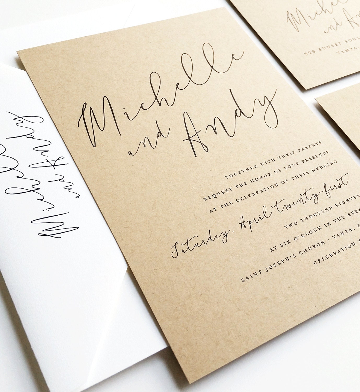 New Michelle Calligraphy Script Recycled Kraft By Cricketprinting