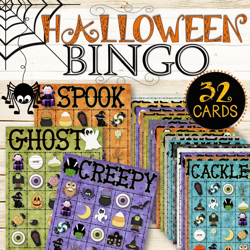 32 Halloween Bingo Cards INSTANT DOWNLOAD