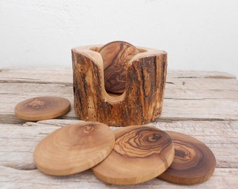 Wood coaster holder | Etsy