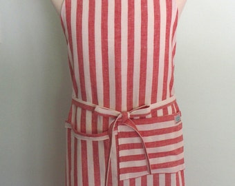 Red stripe apron | Etsy