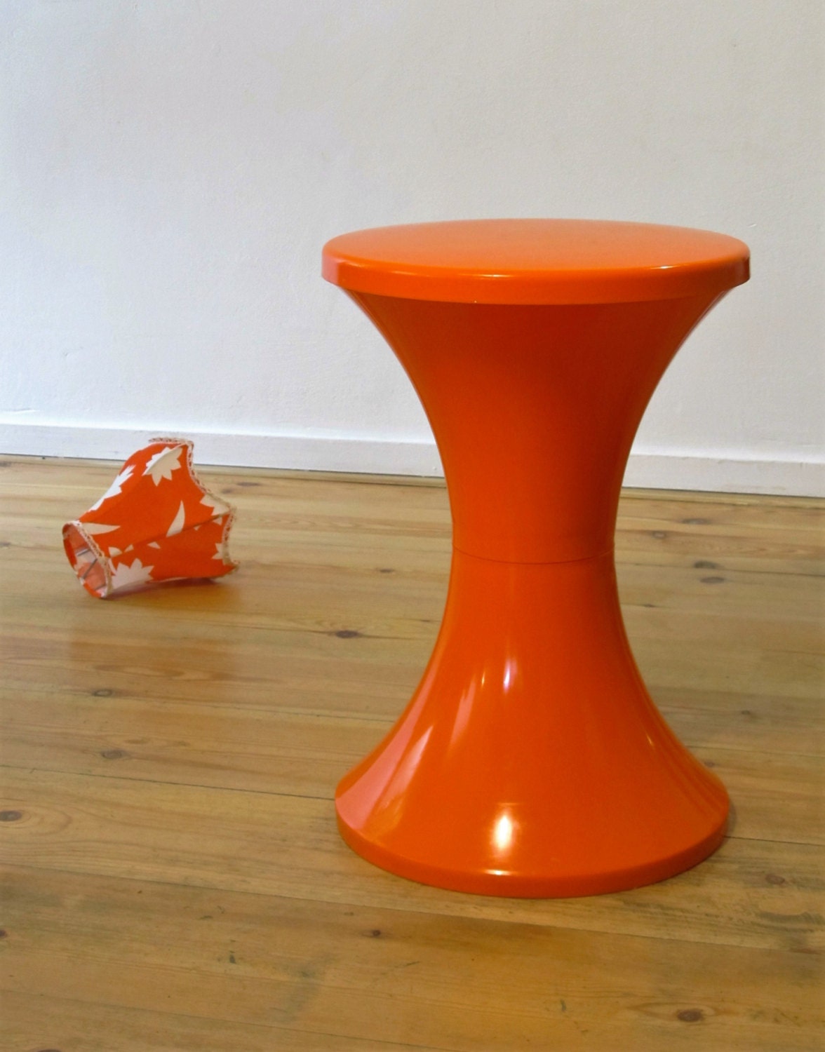 Vintage Stool Tam Tam Orange color Chair Vintage Furniture