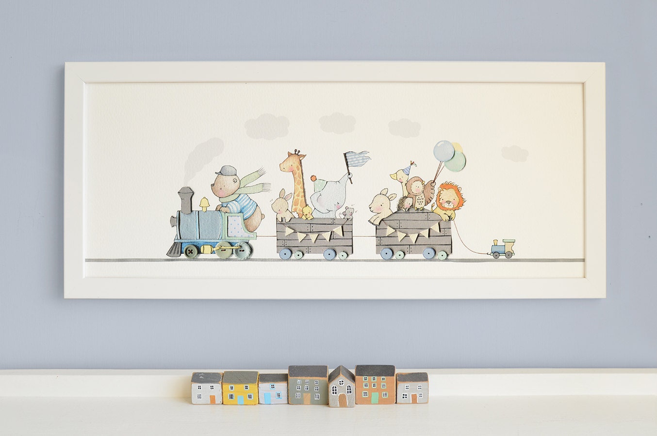 Children's Train FRAMED Picture Painting by DaisyandBump on Etsy