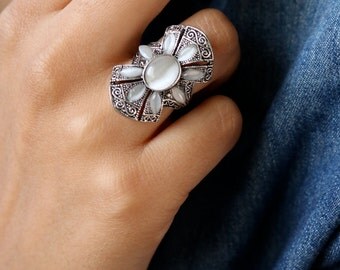 Grey stone ring | Etsy