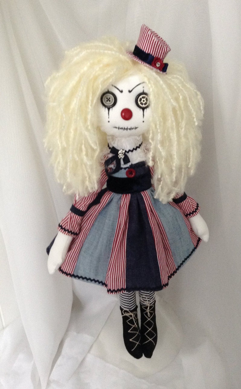 ZOE ooak Ragdoll 18'' Clown Circus doll Creepy Cute