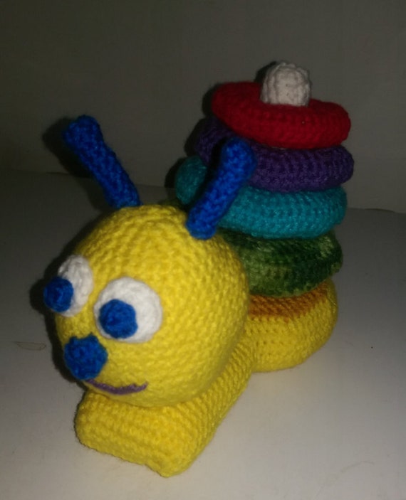 Items similar to Cuddly Crochet Ring Stacking Snail Crochet Toy ...