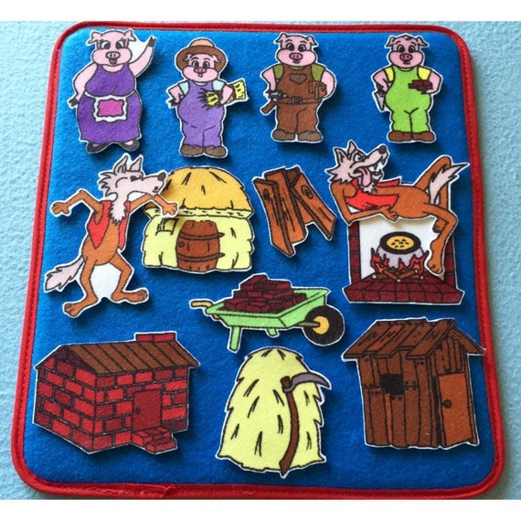 The 3 Little Pigs Felt Board Story . Flannel Board Set.