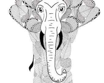 Elephant doodle | Etsy