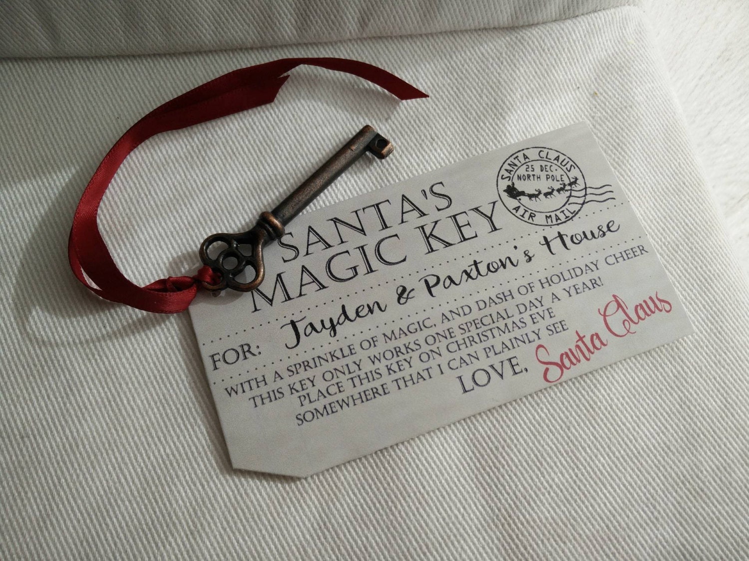 Santa's Magic Key Tag Cute Santa's Magic Key Handmade