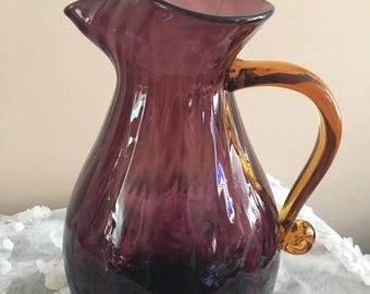 Purple glass pitcher | Etsy