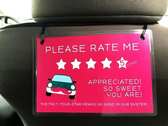 One Uber Lyft Rideshare 5 Stars Rating Decal Logo Sign Display