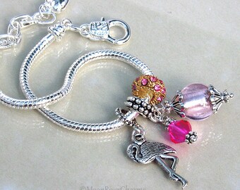 Pink flamingo charm | Etsy