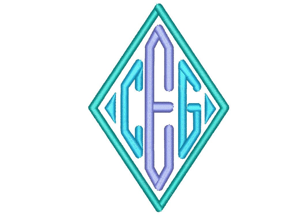 4 Size Diamond Monogram Embroidery Fonts BX Instant Download 9