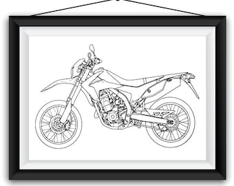 Motorcycle drawing | Etsy