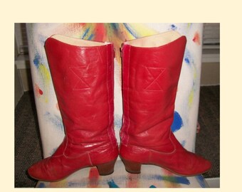 Red leather boots | Etsy